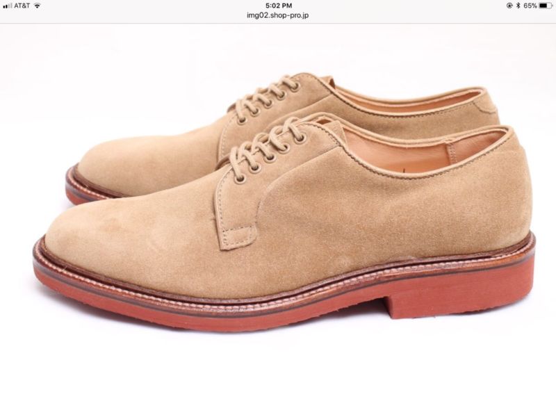 Alden 94492 Sand Suede Plain Toe Blucher | Alden Model Project